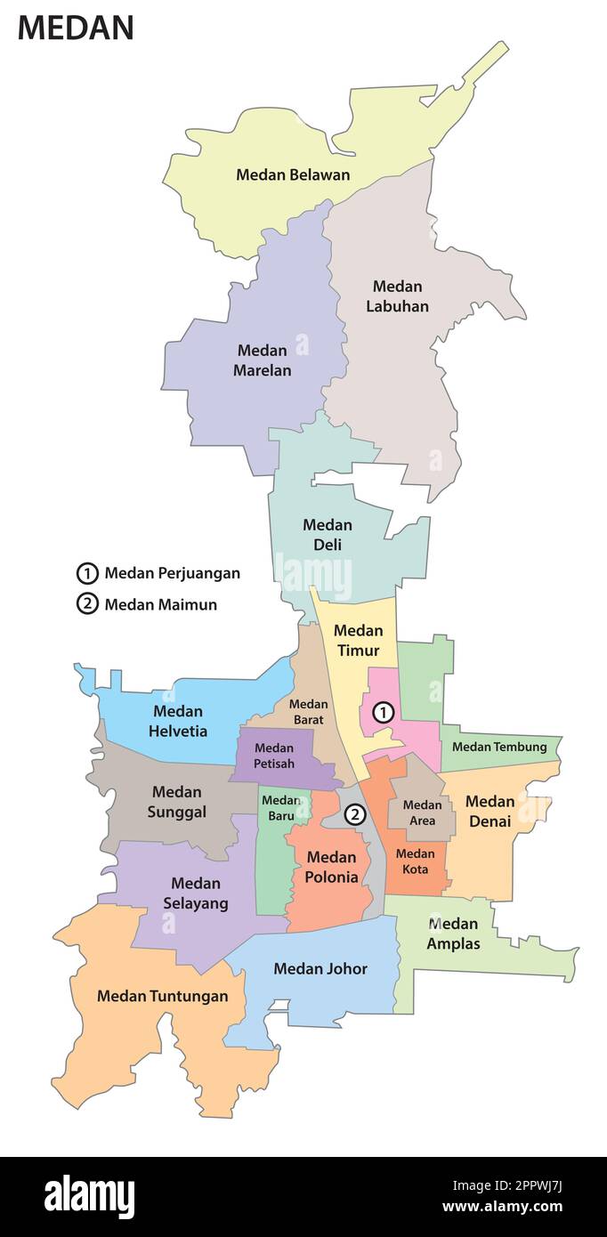 administrative and political map of the Indonesian city of Medan Stock ...