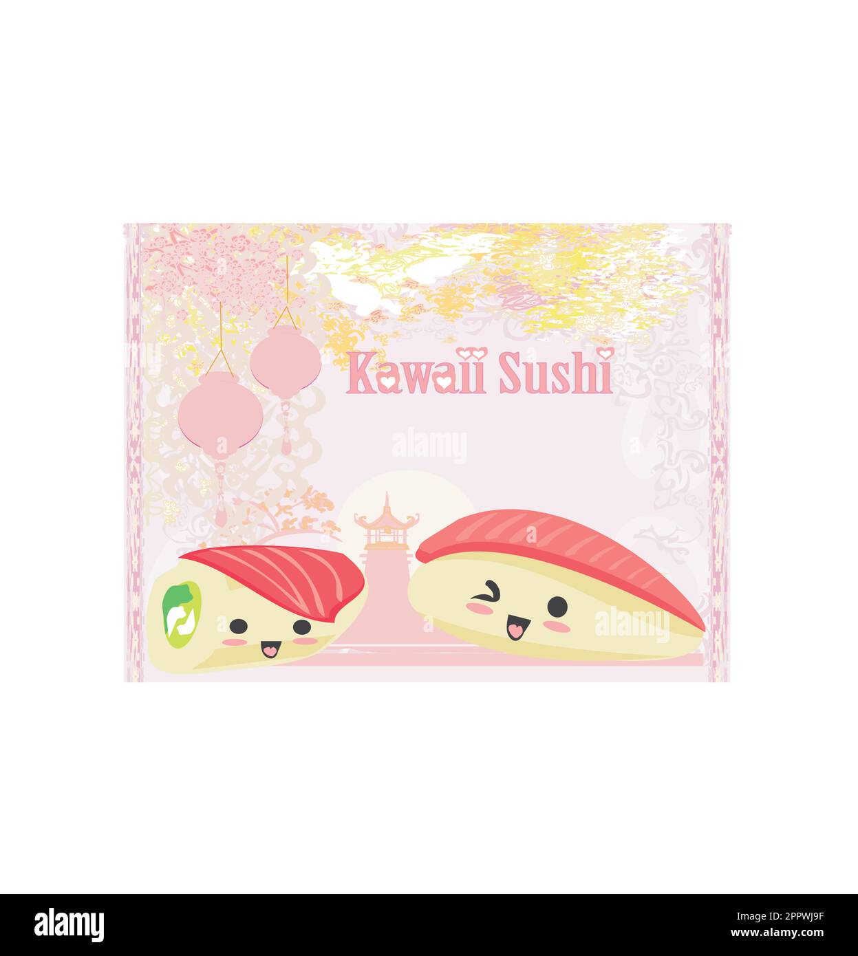 cute sushi cartoon illustration - vector card Stock Vector Image & Art ...