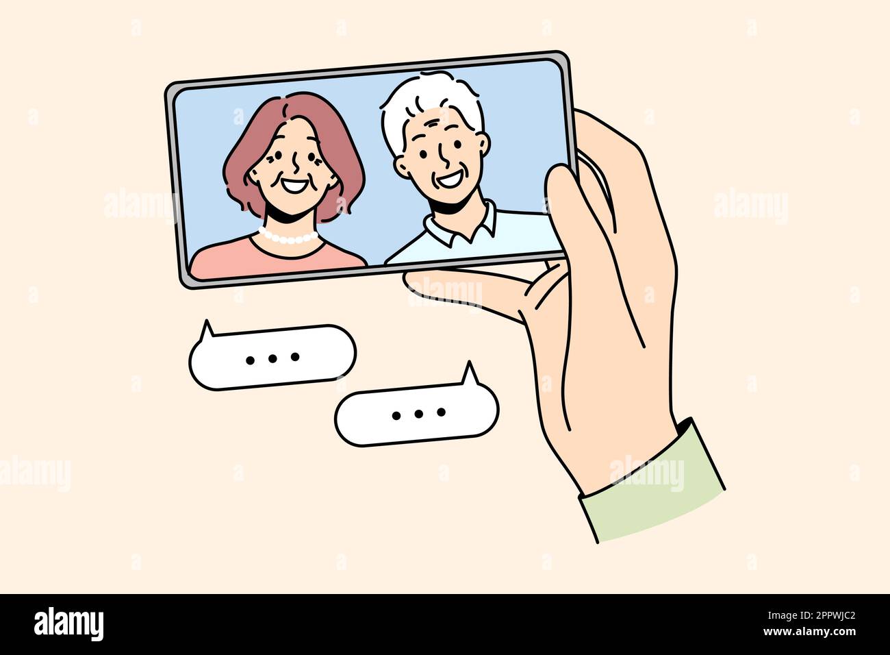 Video call screen grandparents Stock Vector Images - Alamy