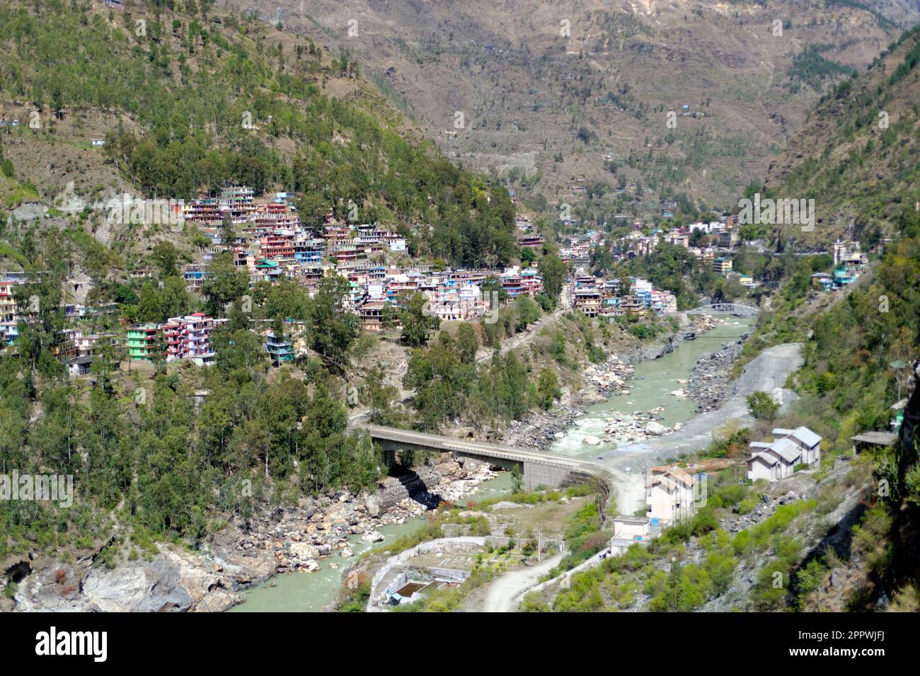 Rampur on the bank of River Sutlaj state Himachal Pradesh India Stock ...