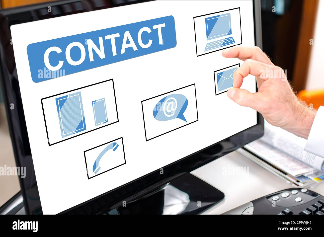 Contact concept shown on a computer screen Stock Photo - Alamy
