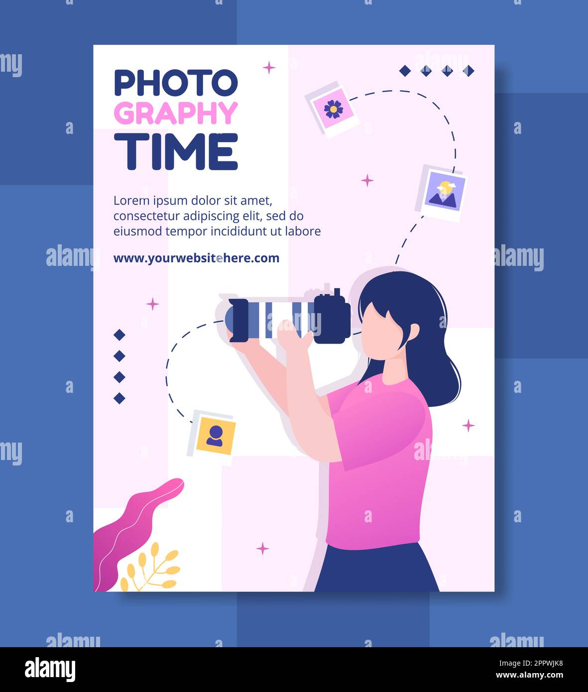 Photography Poster Template Flat Cartoon Background Vector Illustration ...
