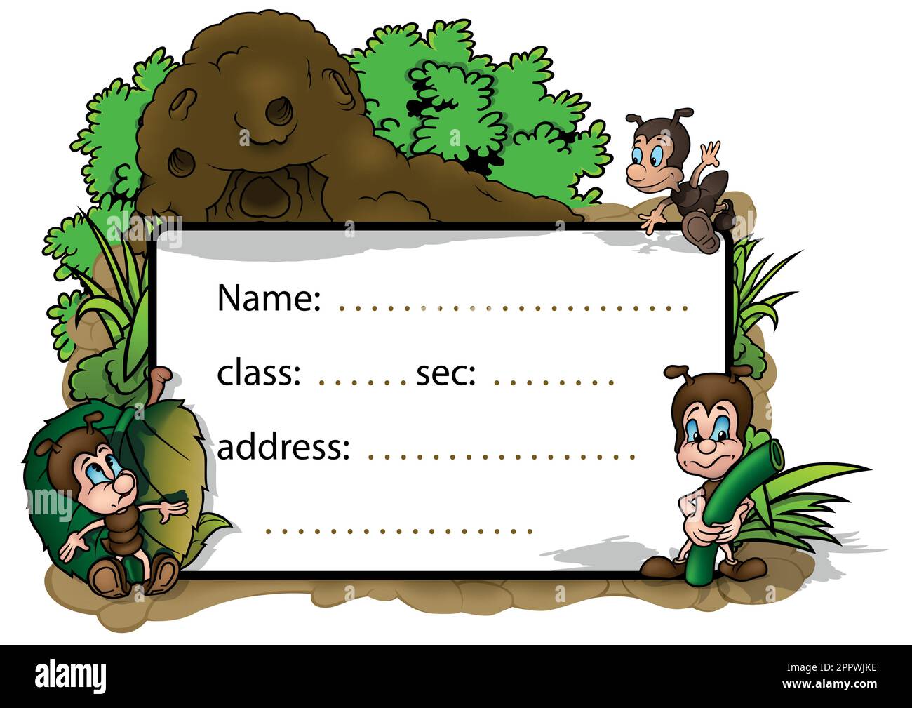 School Label with Three Ants and Background Stock Vector Image & Art ...