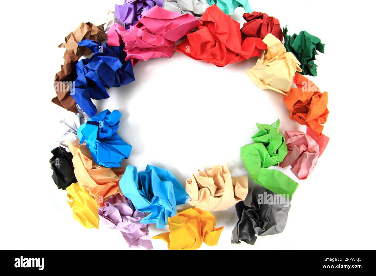 crumpled color papers isolated on the white background Stock Photo - Alamy