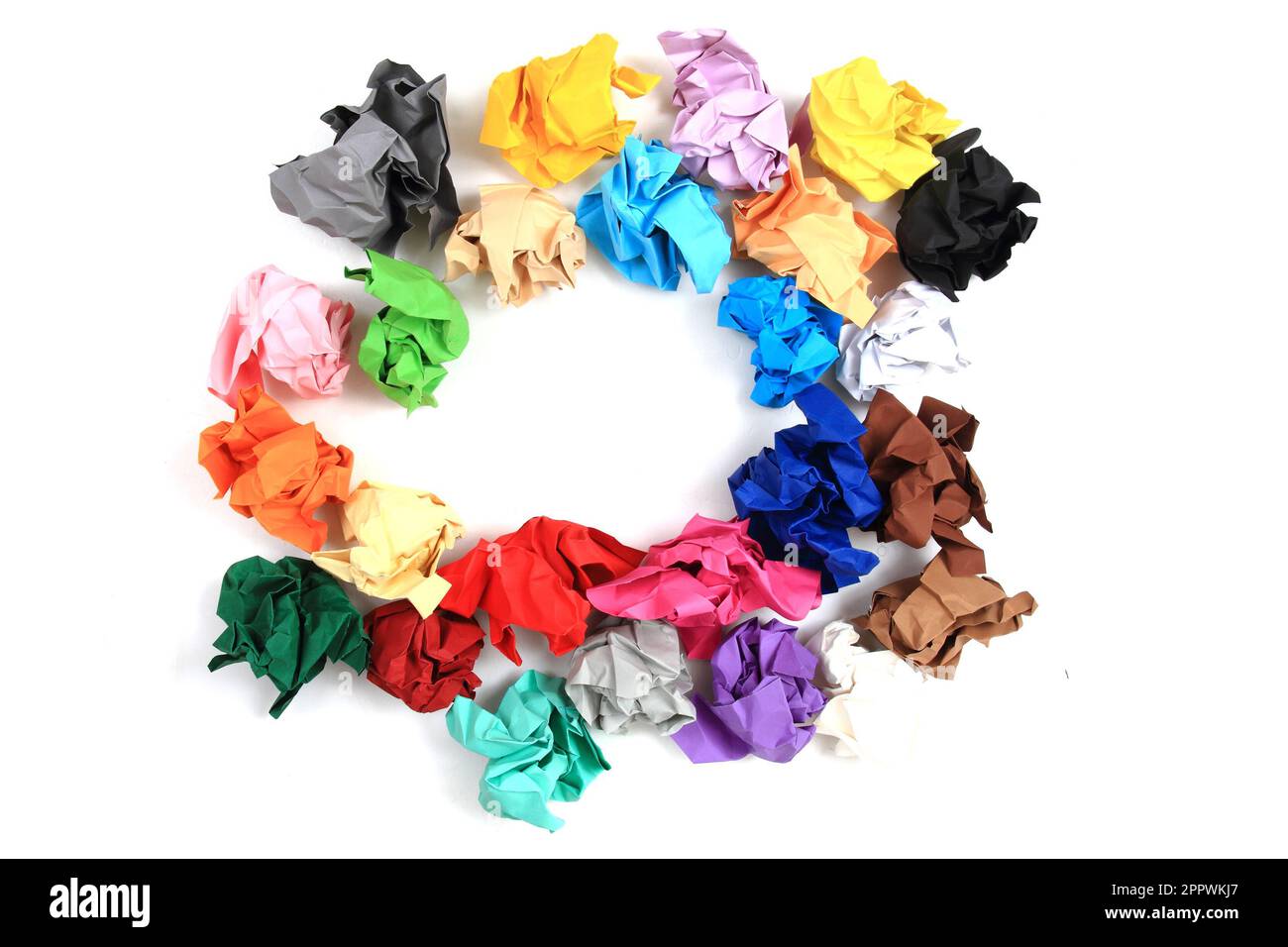 crumpled color papers isolated on the white background Stock Photo - Alamy