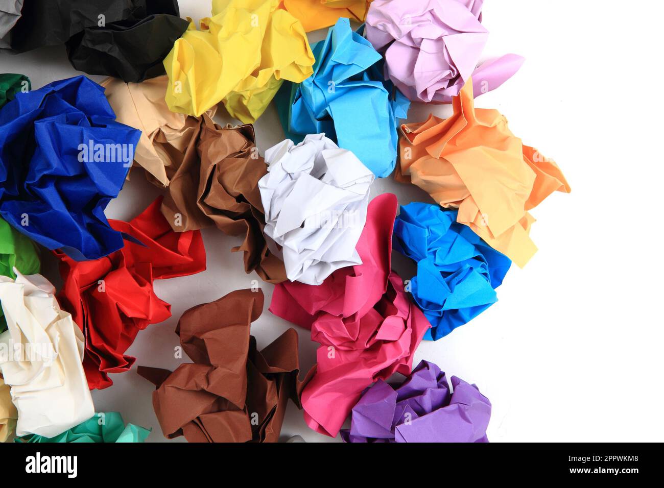 crumpled color papers isolated on the white background Stock Photo - Alamy