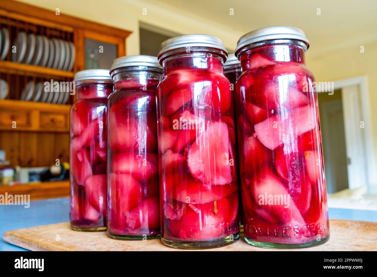 Pears vacuum bottled in red wine, with ginger, cloves and cinnamon ...