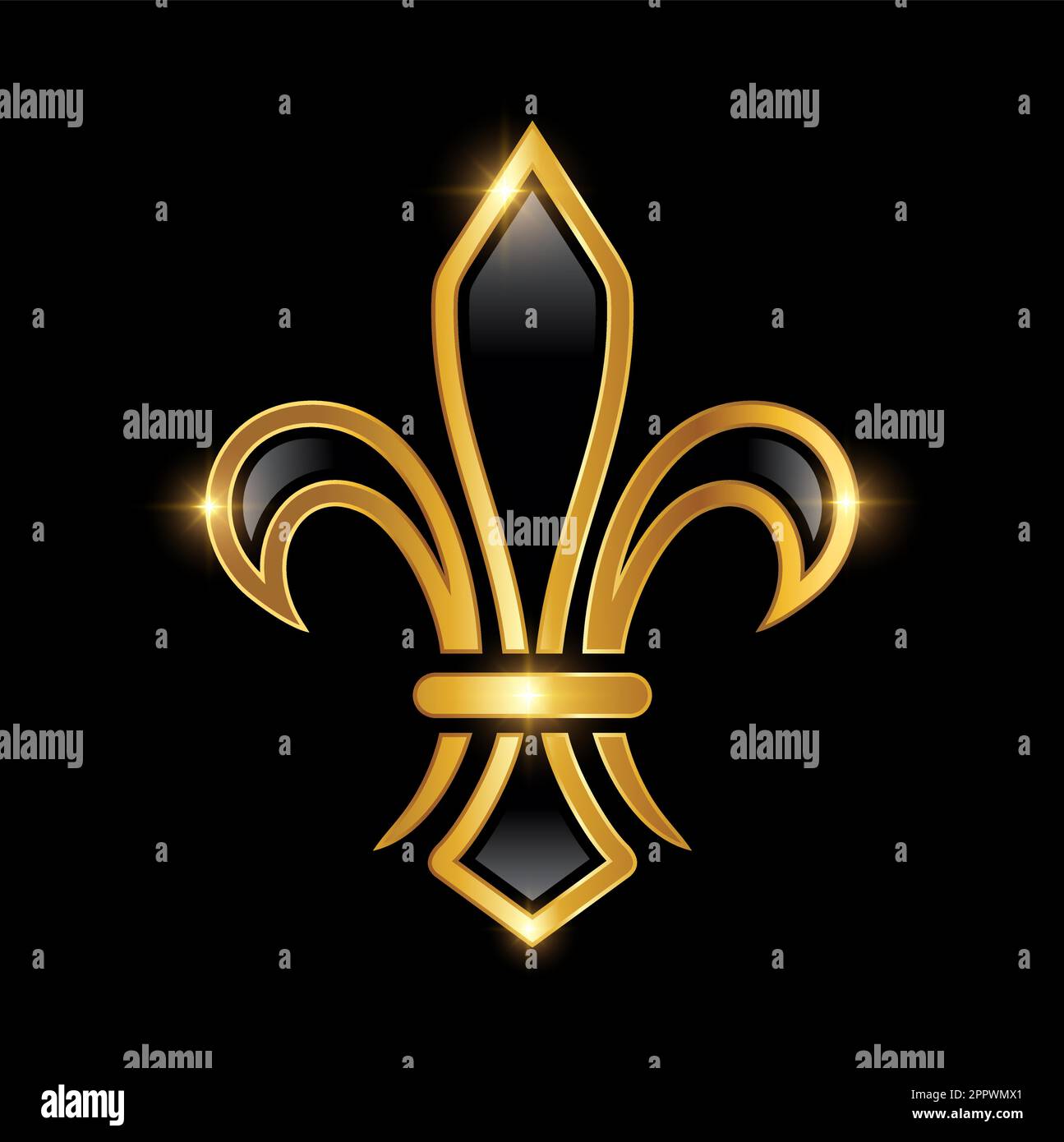 Golden Fleur De Lis Logo Sign Stock Vector Image & Art - Alamy