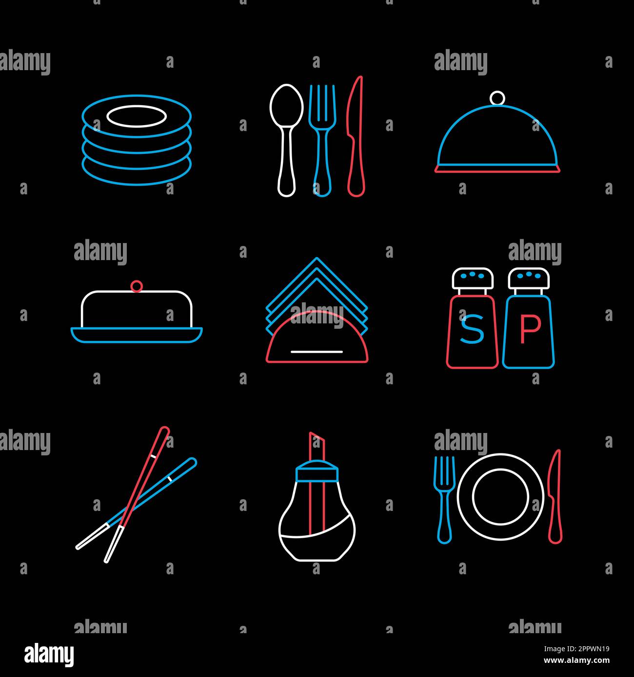 Restaurant vector icon set. Serving food sign Stock Vector Image & Art ...
