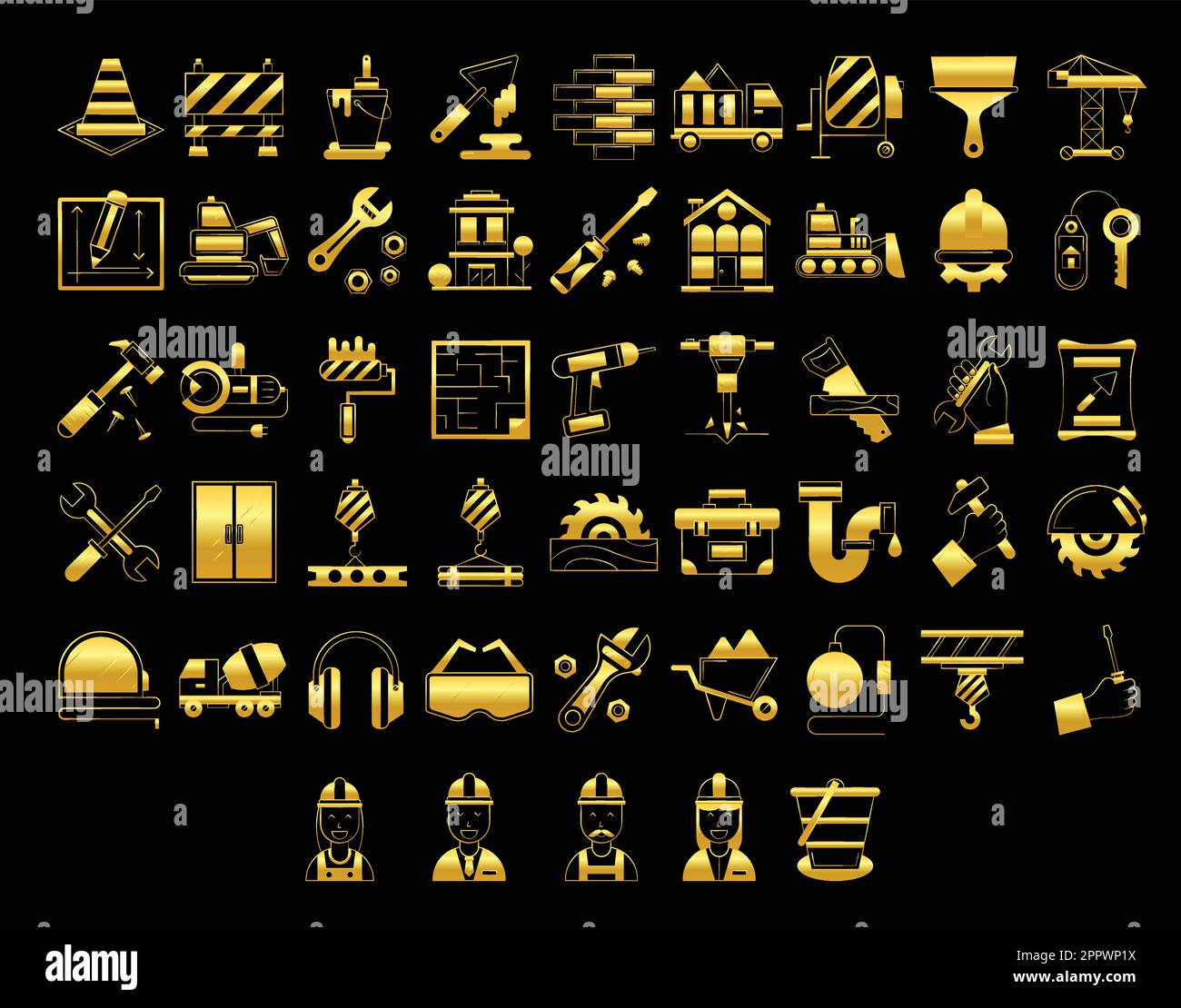 set of gold builder icons Stock Vector Image & Art - Alamy