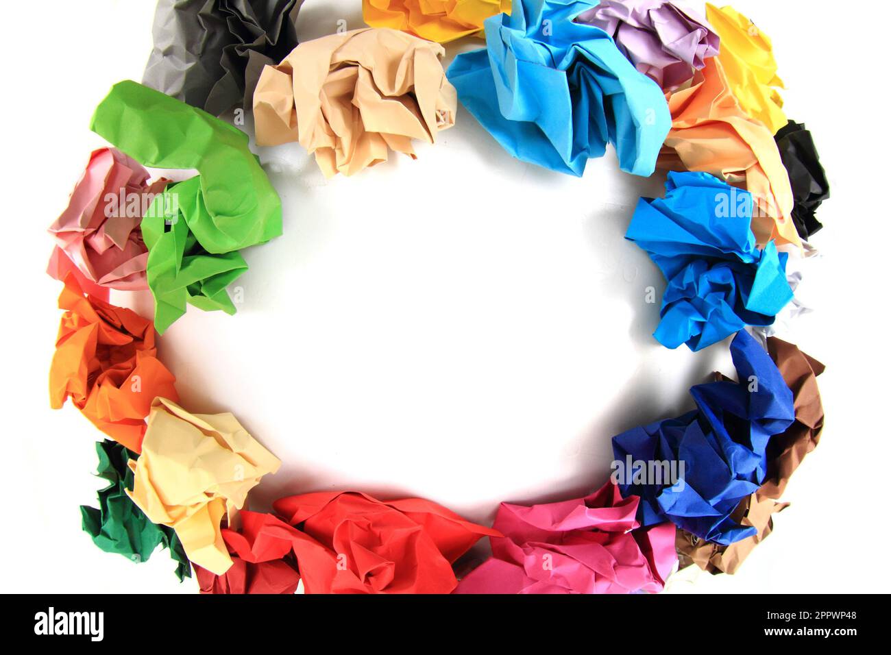 crumpled color papers isolated on the white background Stock Photo - Alamy