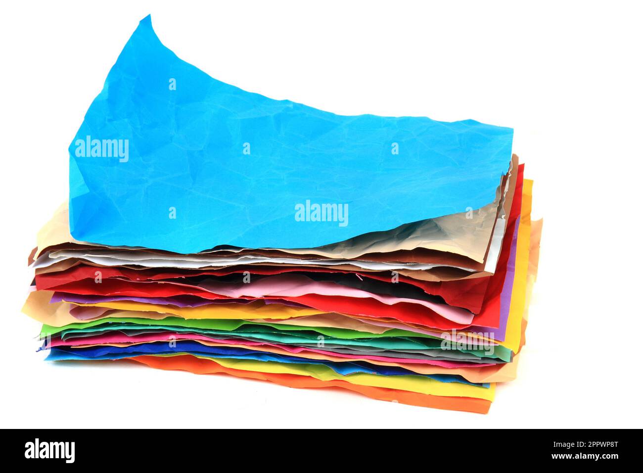 crumpled color papers isolated on the white background Stock Photo - Alamy