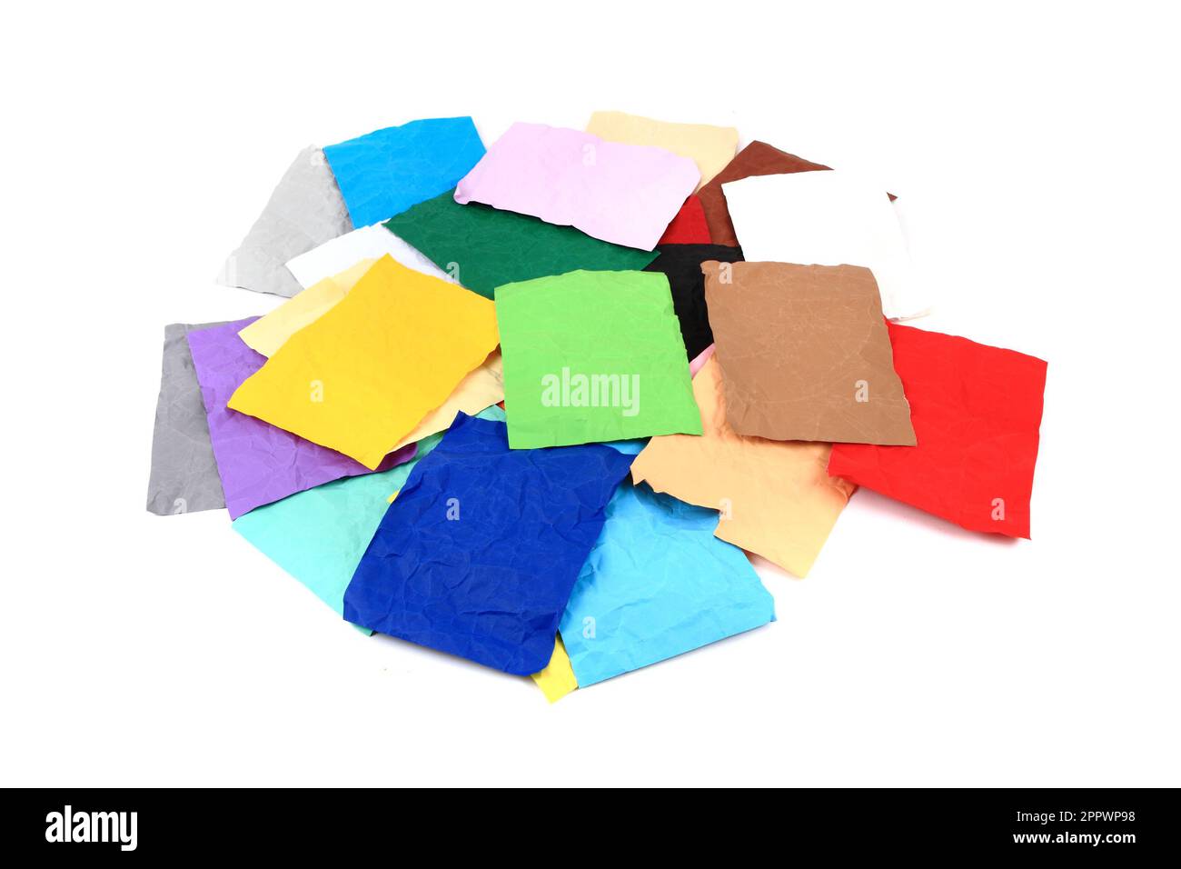 crumpled color papers isolated on the white background Stock Photo - Alamy