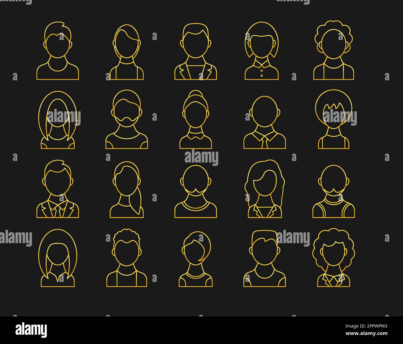 Set of gold people avatar icons Stock Vector Image & Art - Alamy