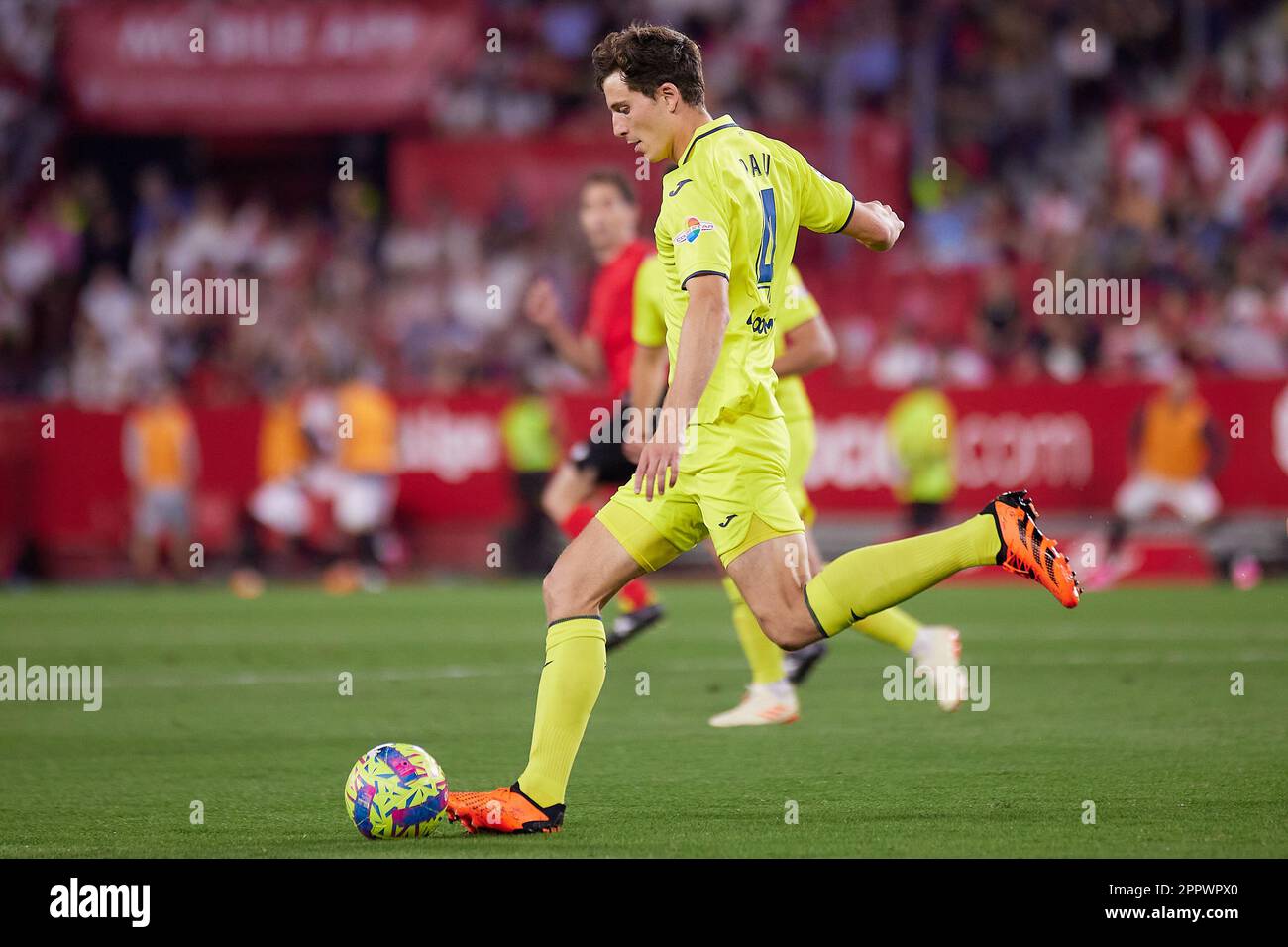 Seville, Spain. 23rd, April 2023. Pau Torres (4) of Villarreal seen ...