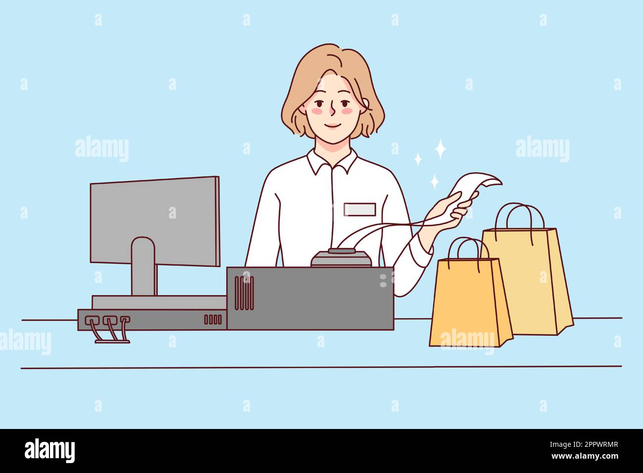 Woman at register bag Stock Vector Images - Alamy