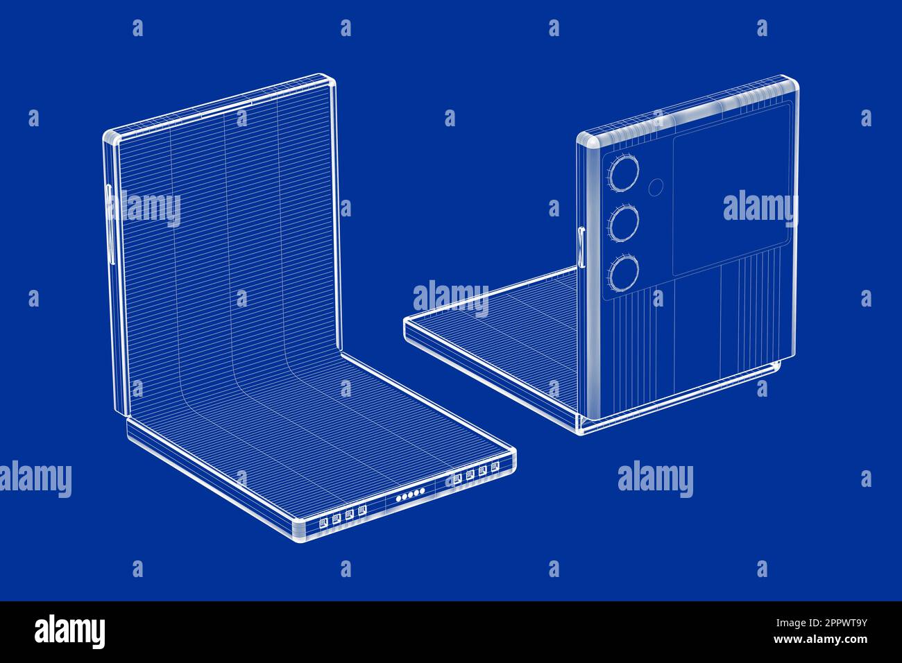 3D wire-frame models of foldable smartphones Stock Photo - Alamy