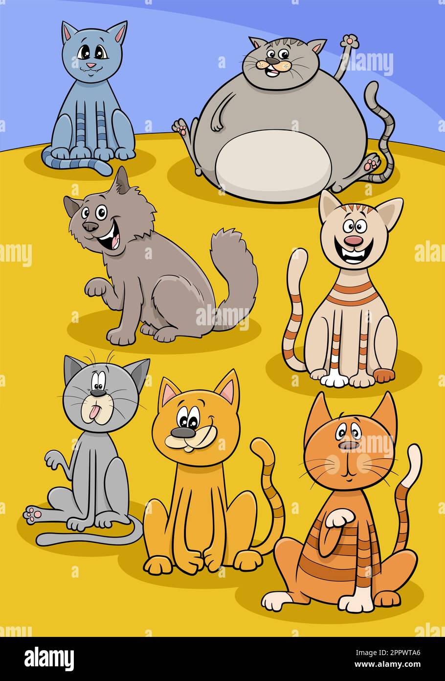 cartoon cats and kittens animal characters group Stock Vector Image ...