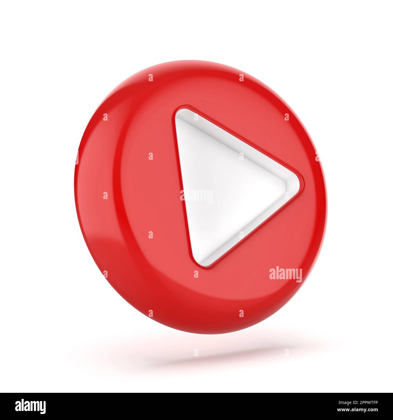 Red play button on white background Stock Photo - Alamy
