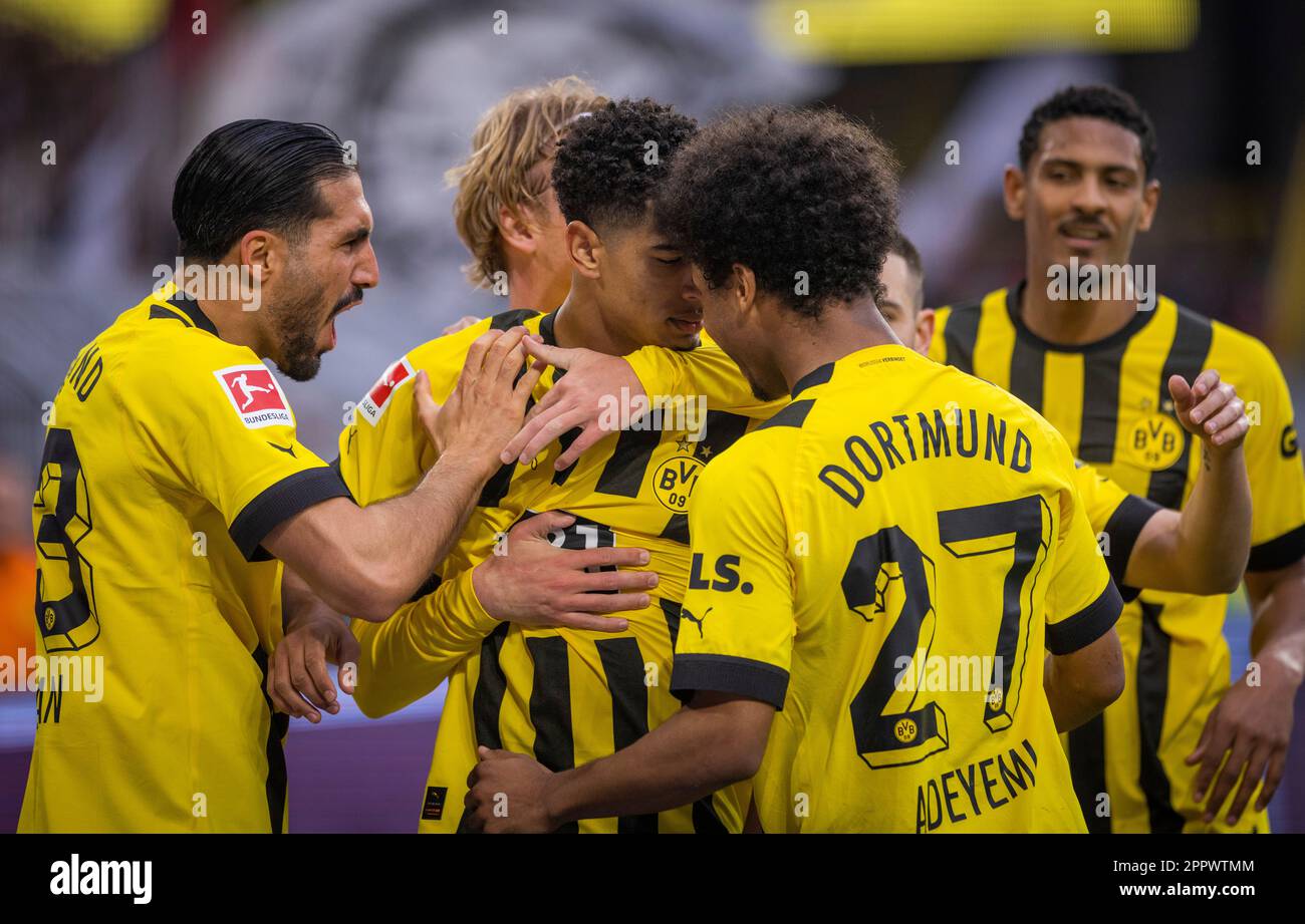 Dortmund, Germany. 22nd Apr, 2023. Torjubel: Emre Can (BVB), Julian ...
