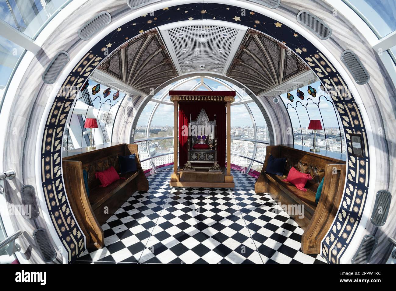 Inside a pod of the lastminute.com London Eye, in central London, which ...