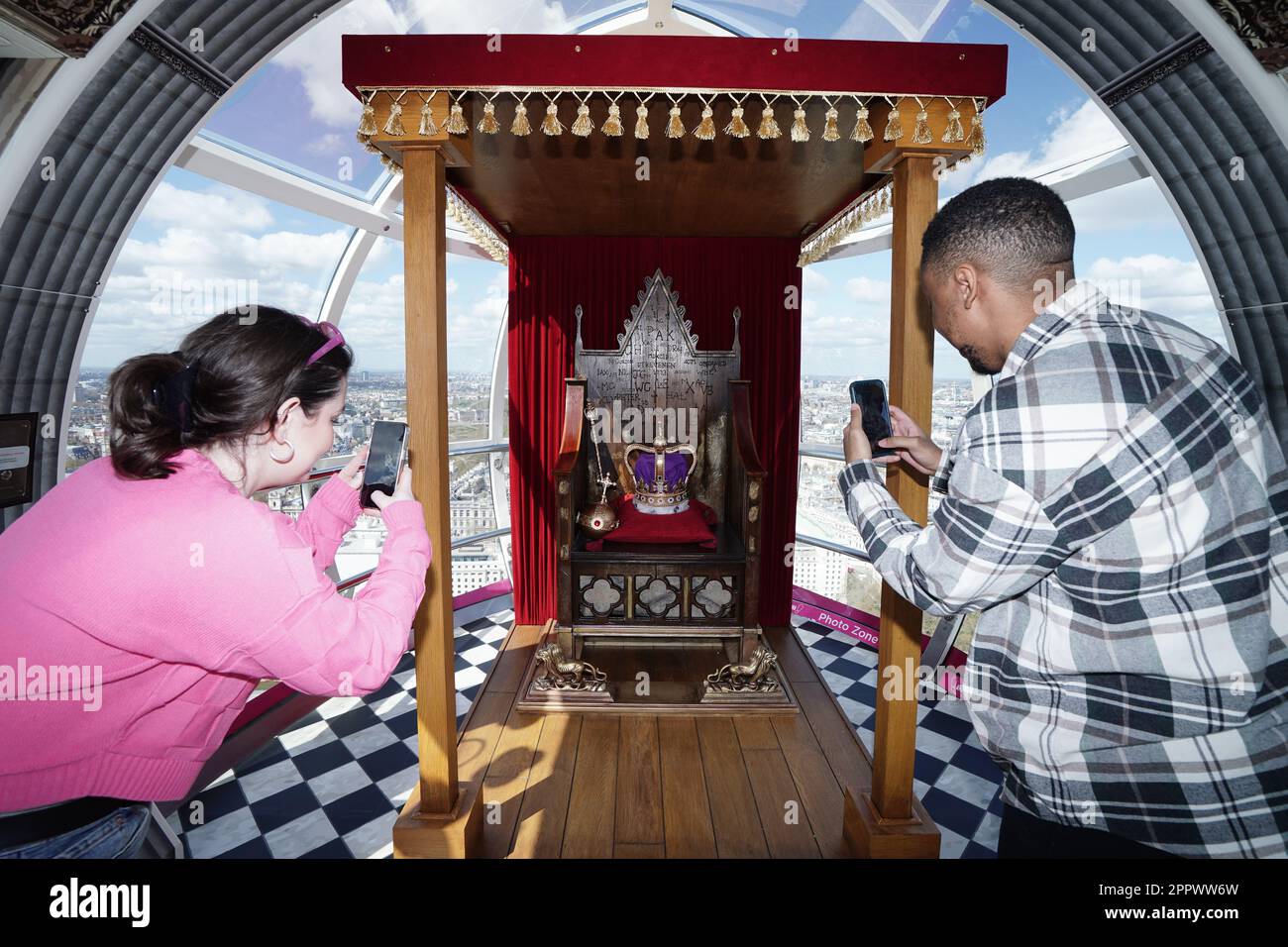 Inside a pod of the lastminute.com London Eye, in central London, which ...