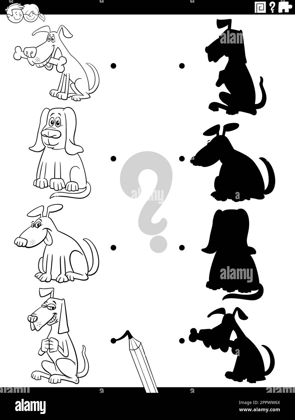 shadow game with cartoon dogs coloring page Stock Vector Image & Art ...