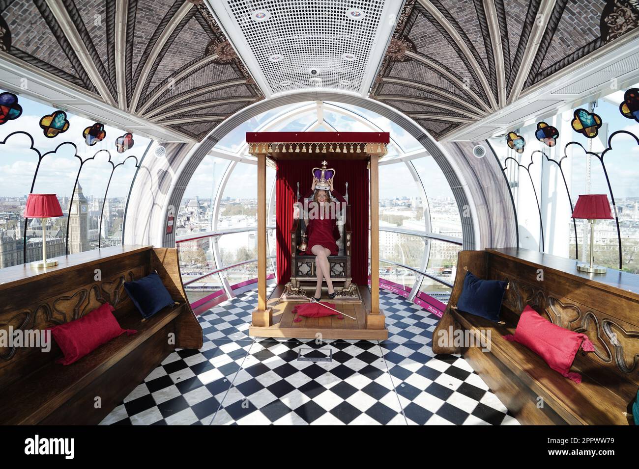 Historian Kate Williams inside a pod of the lastminute.com London Eye ...