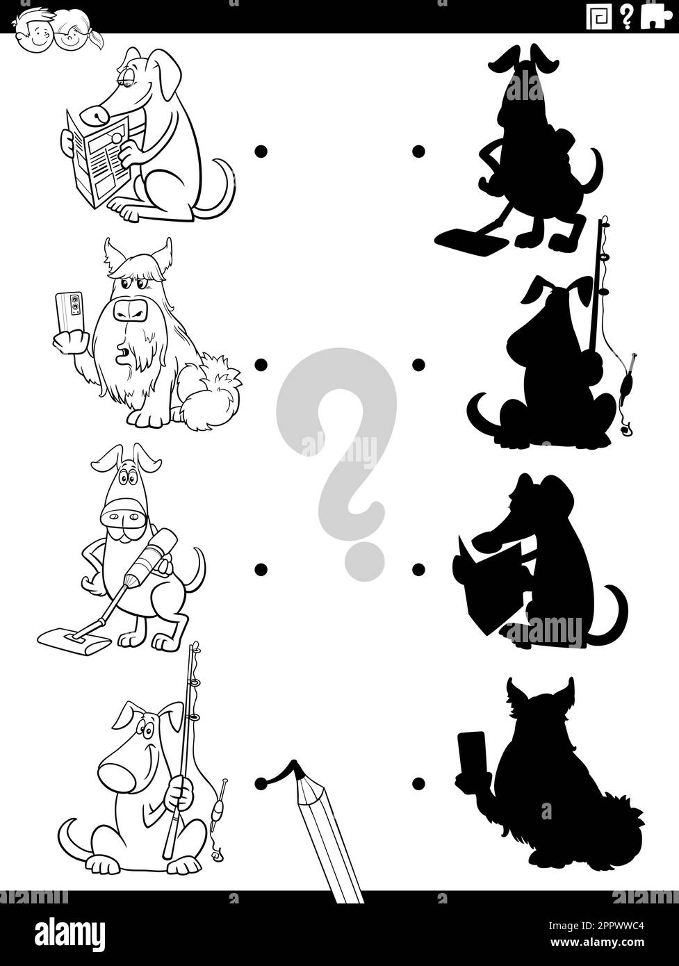 shadow game with comic dogs coloring page Stock Vector Image & Art - Alamy