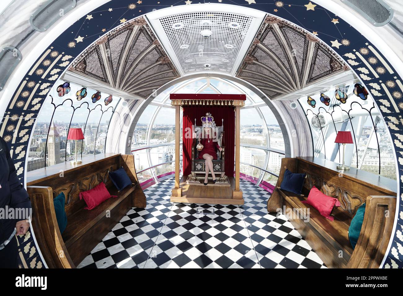 Historian Kate Williams inside a pod of the lastminute.com London Eye ...