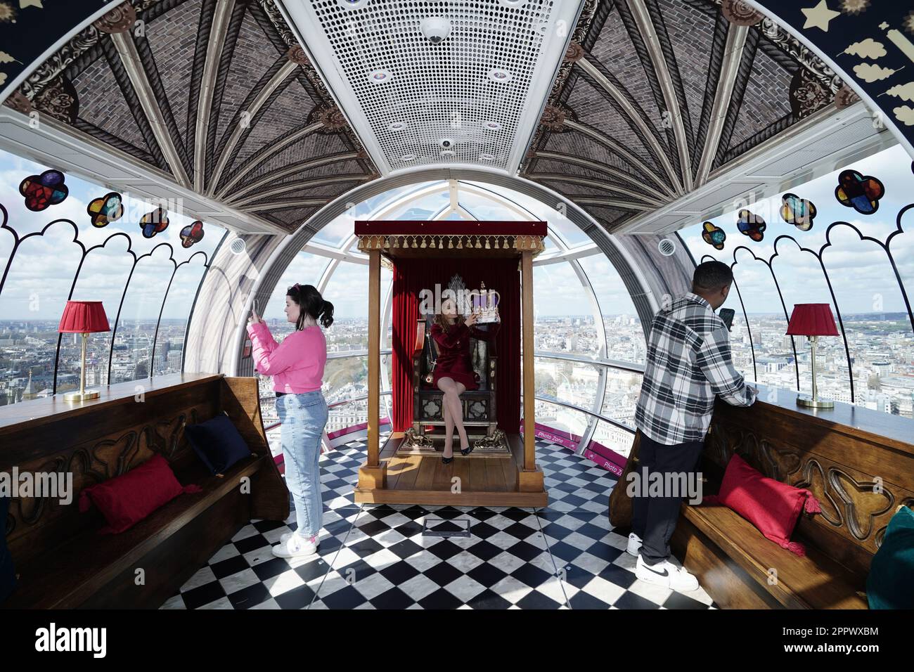 Historian Kate Williams (centre) inside a pod of the lastminute.com ...