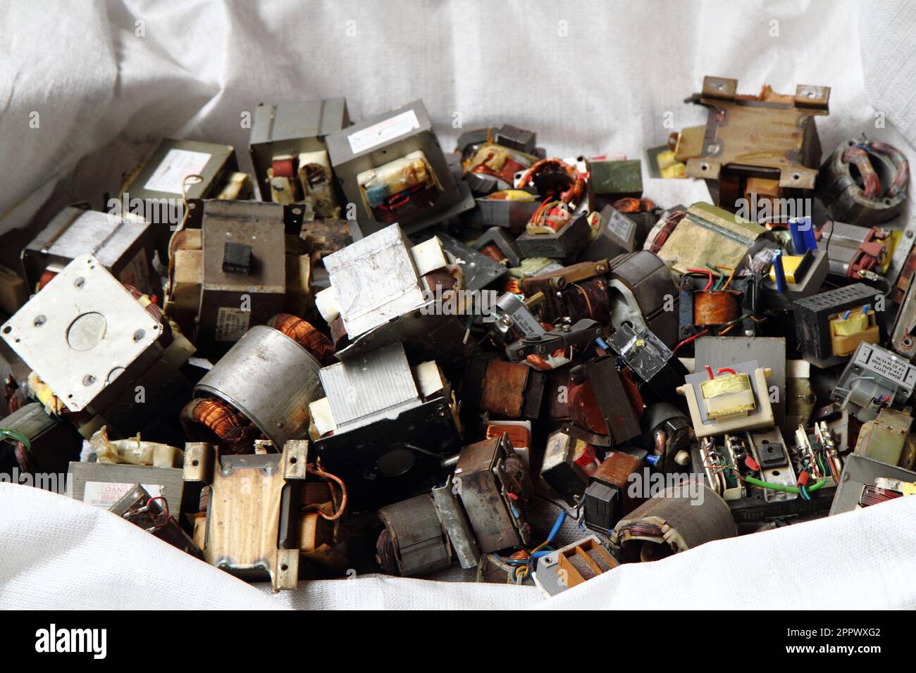 old transformer garbage from electronic recycle industry Stock Photo ...