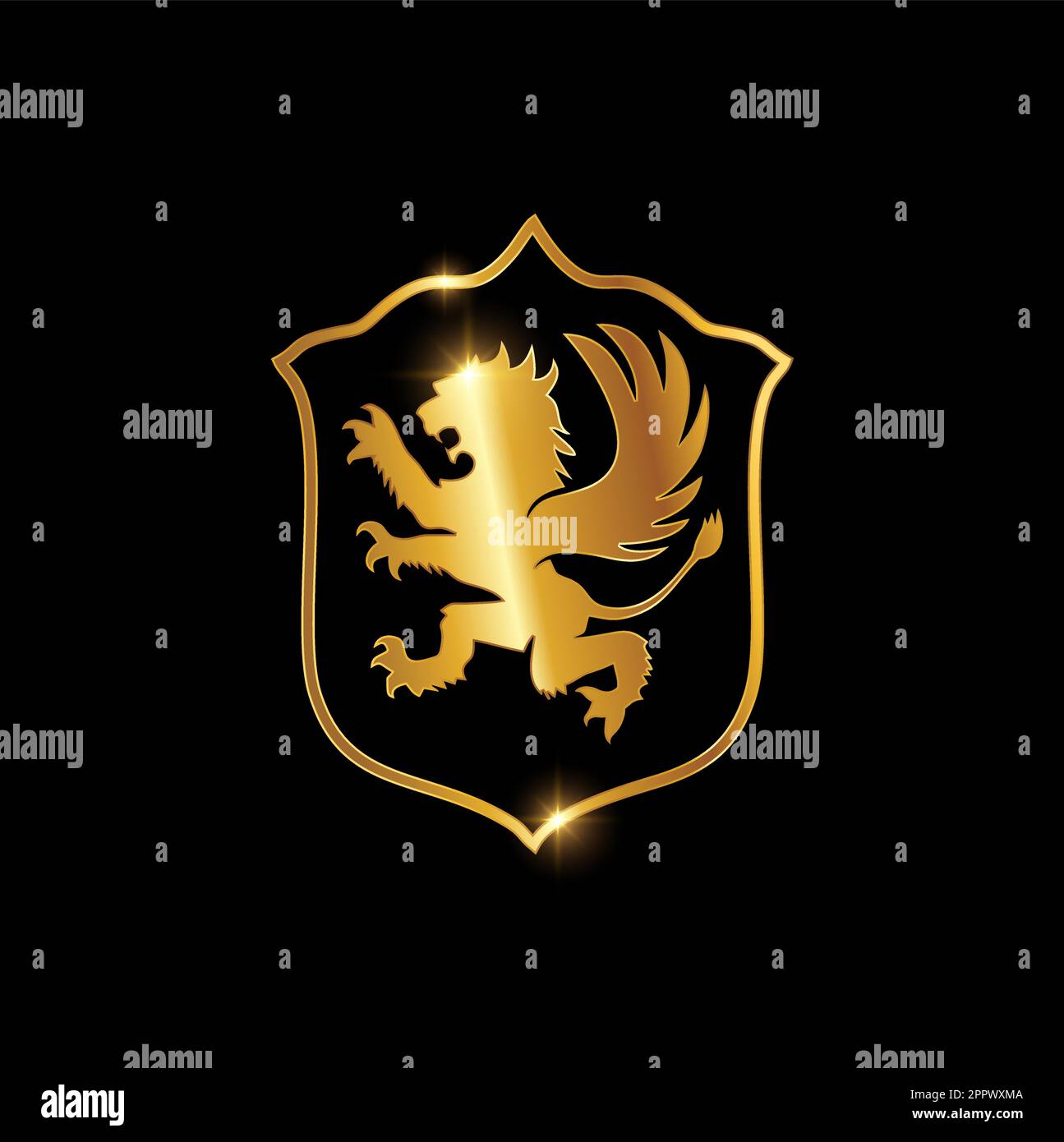 Golden Lion winged Logo sign Stock Vector Image & Art - Alamy