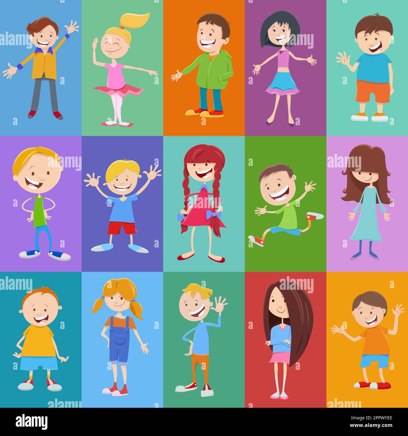 pattern or background design with comic children characters Stock ...