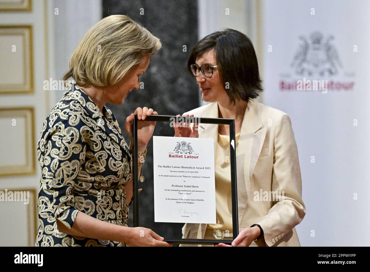 Brussels, Belgium. 25th Apr, 2023. Queen Mathilde of Belgium and ...