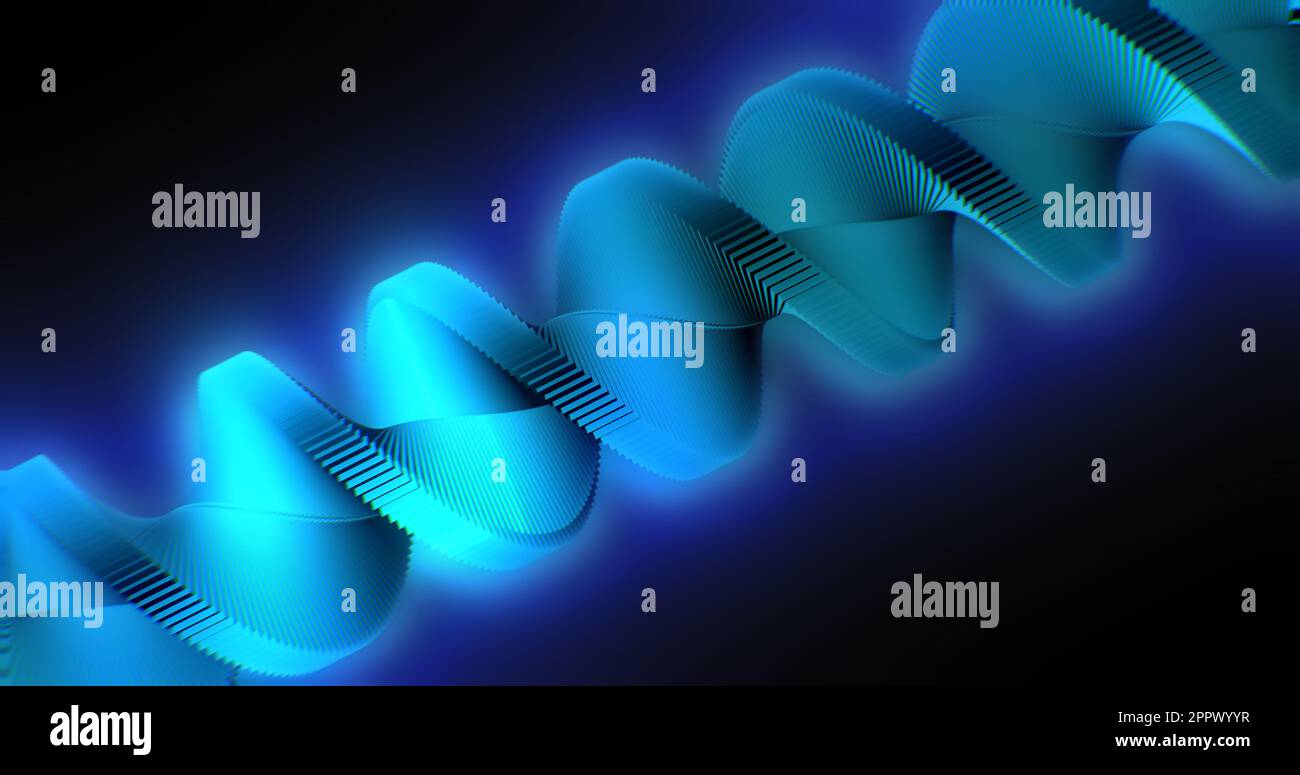 Spinning bright glowing blue unusual beautiful dna helix background ...