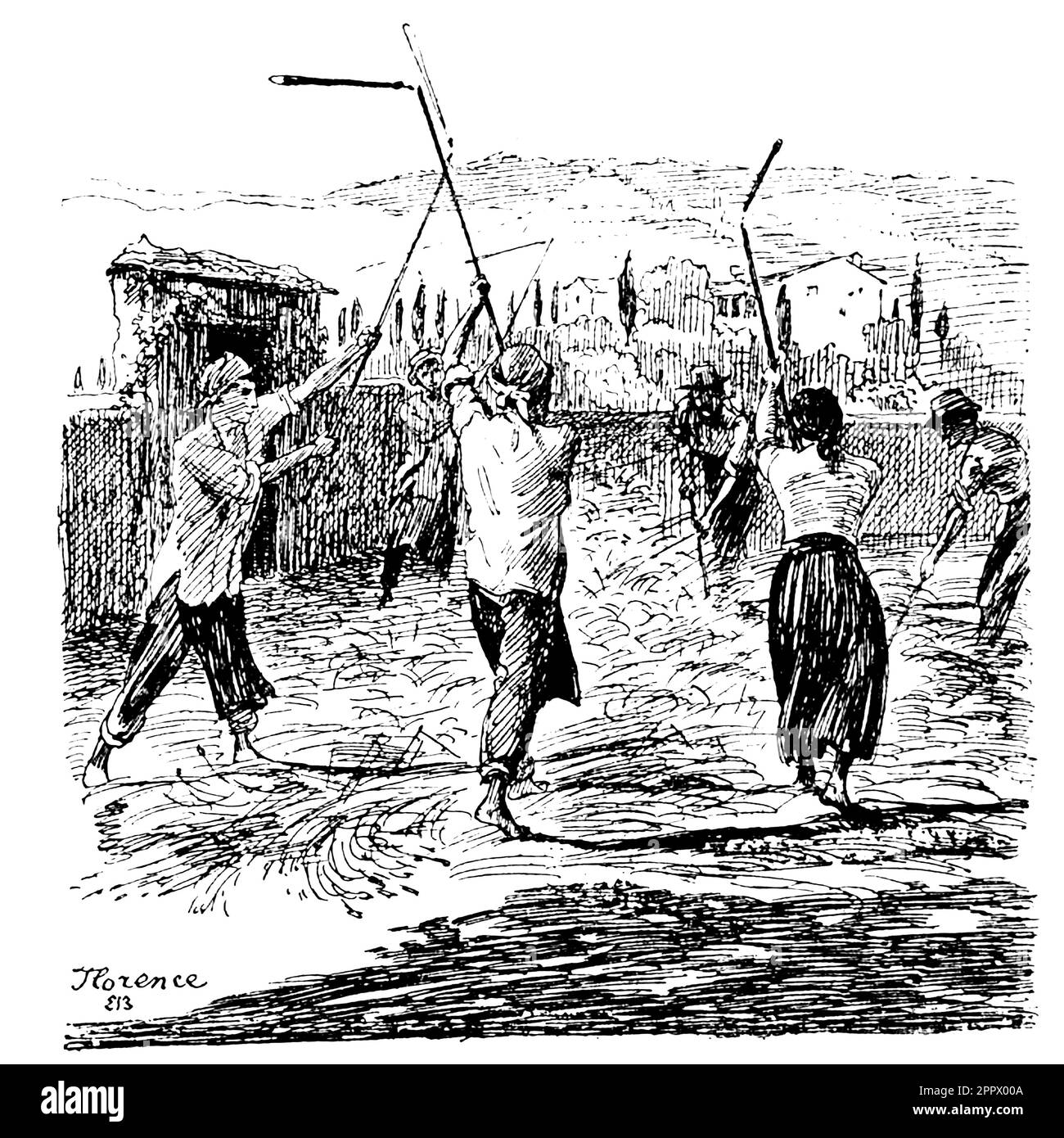 Thrashing Wheat from the book ' From sketch-book and diary ' by Butler ...