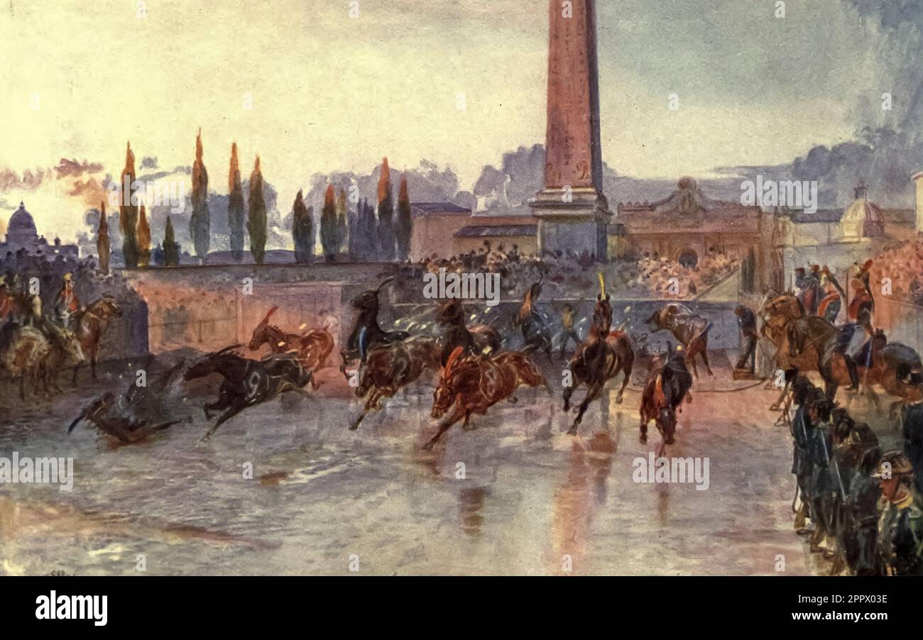 The Start for the Horse Race, Rome from the book ' From sketch-book and ...