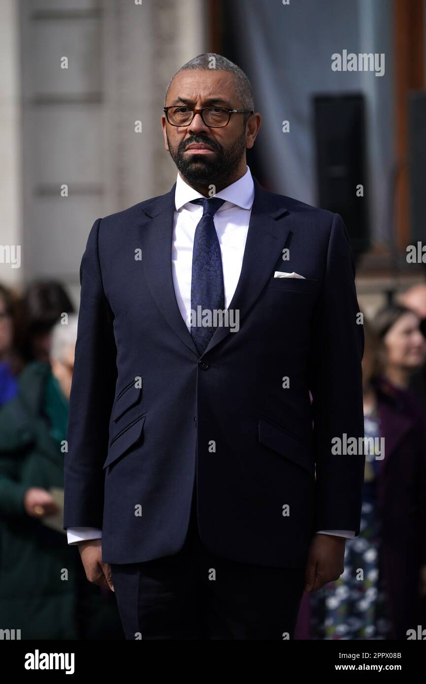 Foreign Secretary James Cleverly at the Cenotaph in central London, in ...