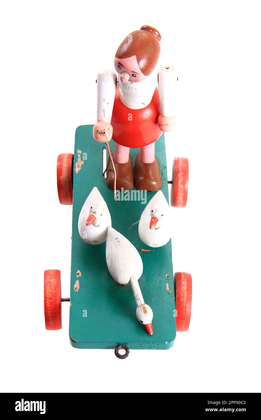 old wooden toy isolated on the white background Stock Photo - Alamy