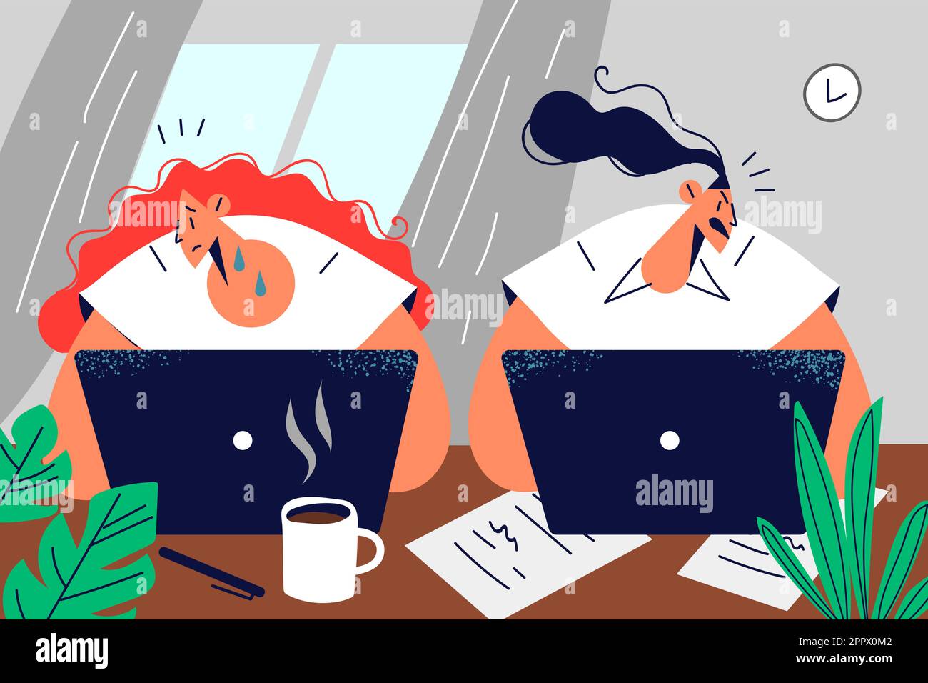 Working together in office illustration Stock Vector Images - Alamy