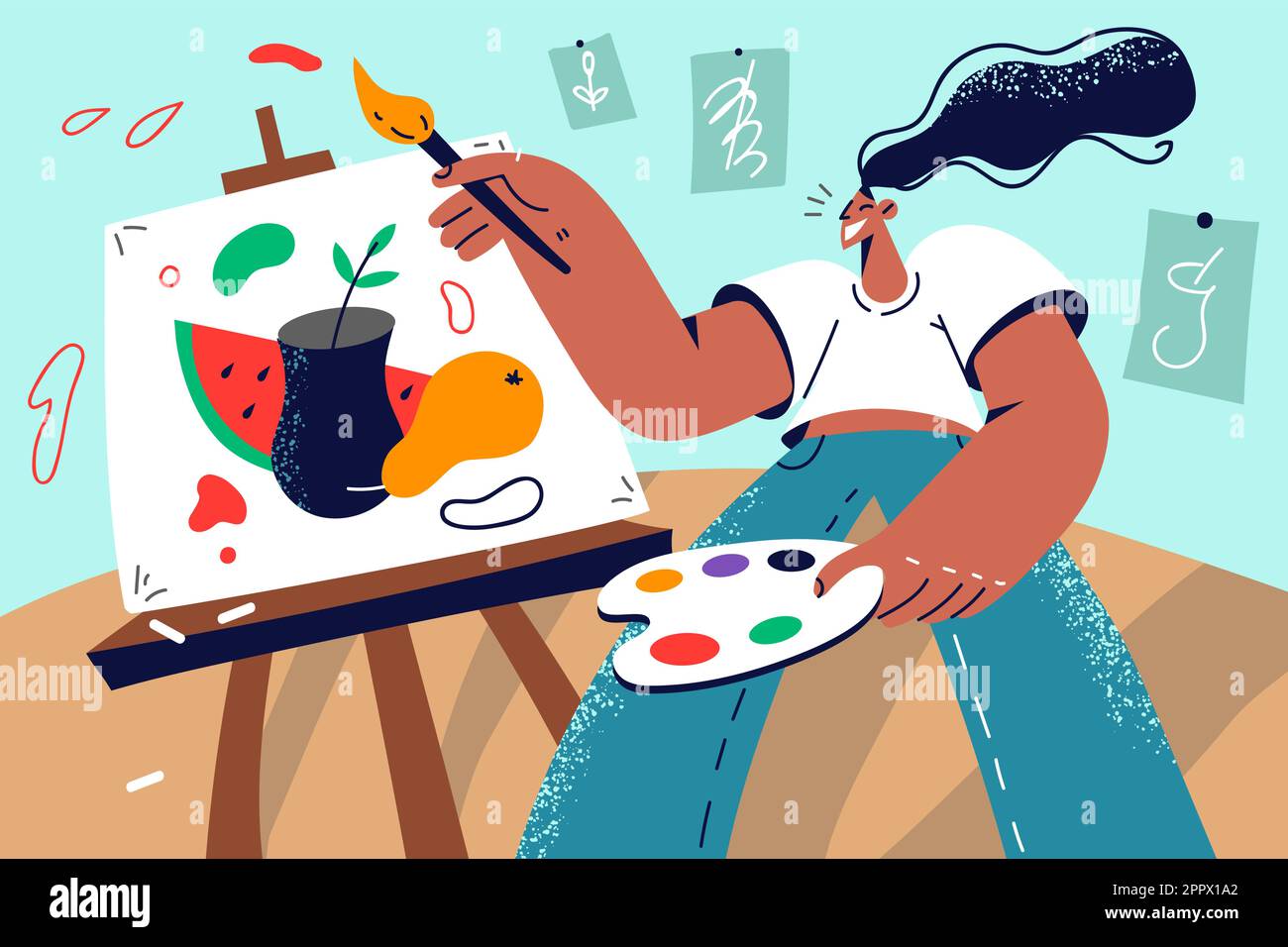 Artistic painting on easel Stock Vector Images - Alamy