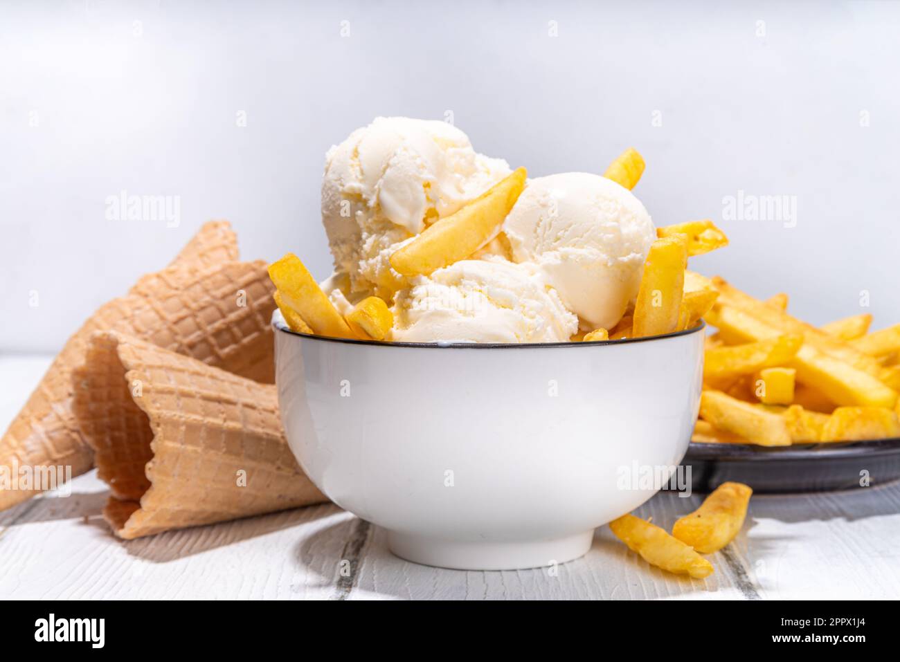 Trendy french fries ice cream, Vanilla icecream with original french ...