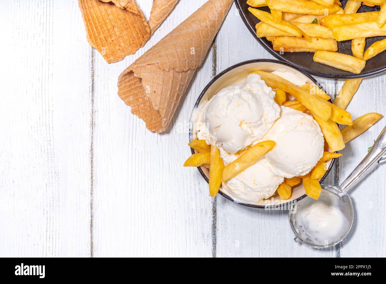 Trendy french fries ice cream, Vanilla icecream with original french ...
