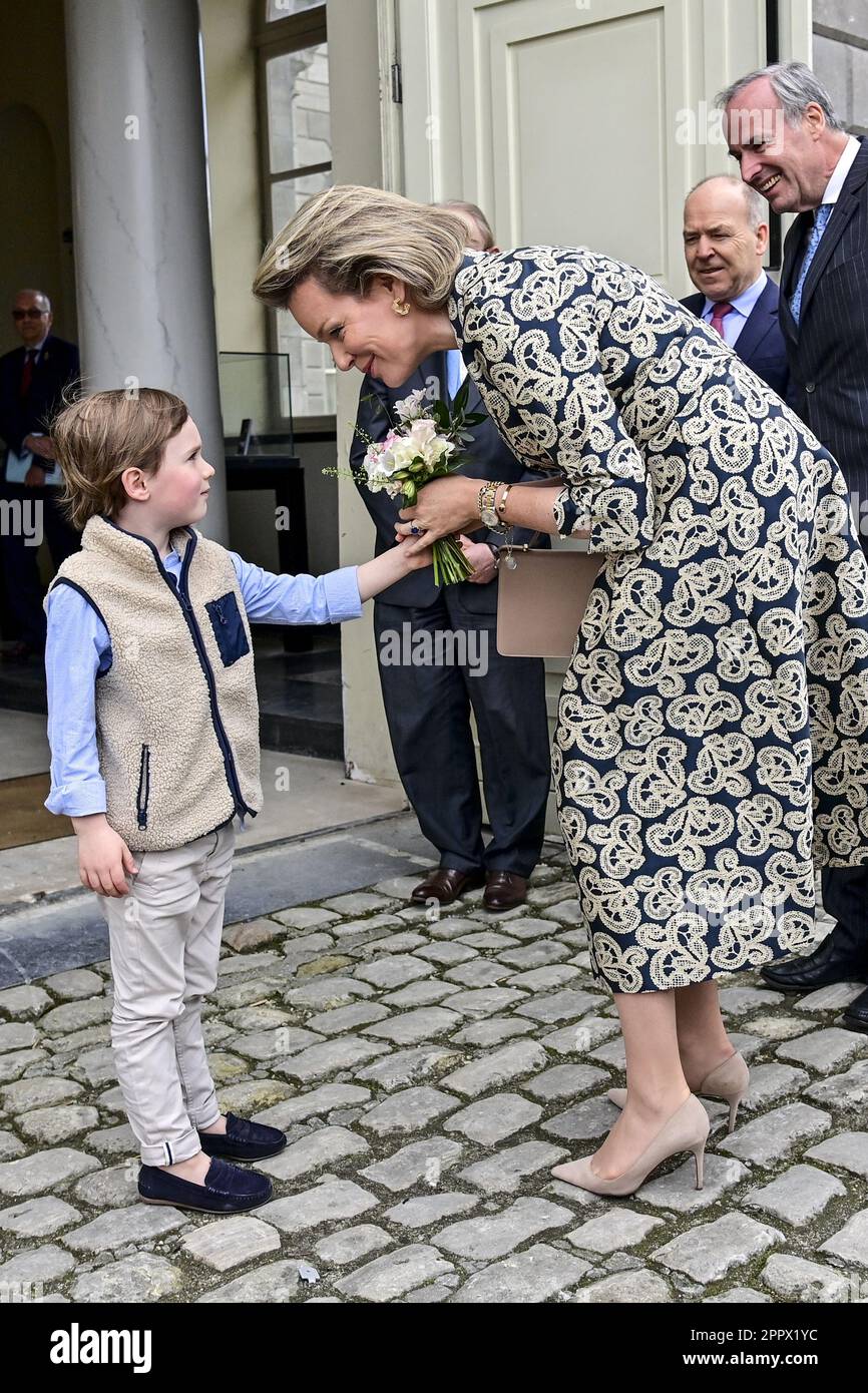 Brussels, Belgium. 25th Apr, 2023. Queen Mathilde of Belgium and Thomas ...