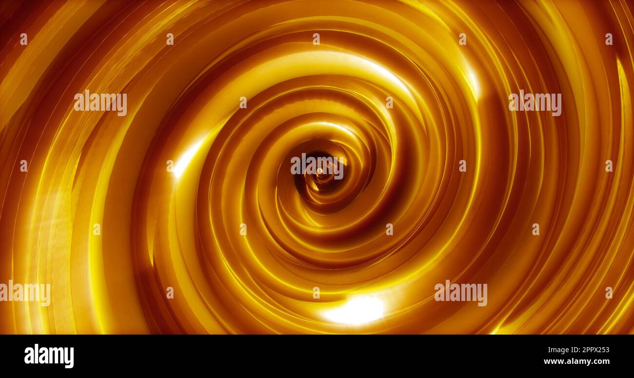 Abstract background with yellow gold swirling funnel or swirl spiral ...