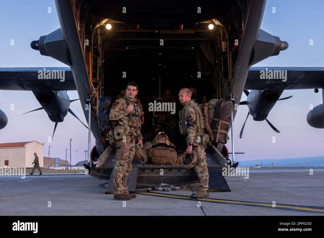Ministry of Defence handout photo of Lieutenant Colonel Oliver Denning and Duncan Maddocks RSM ...
