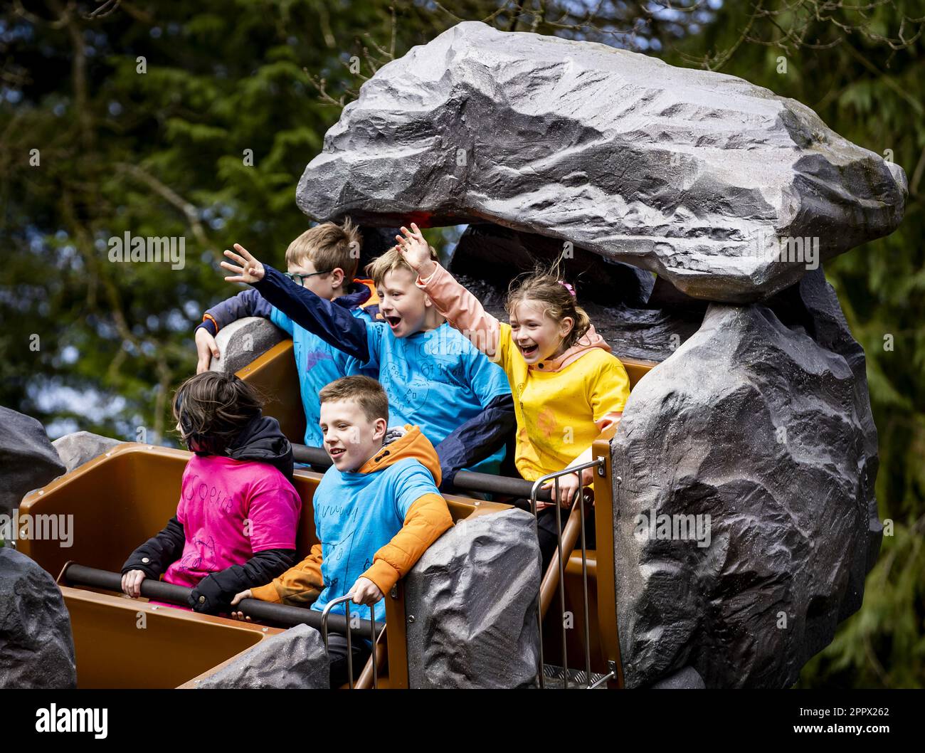 DROUWEN - Day trippers in Drouwenerzand amusement park. During the May ...