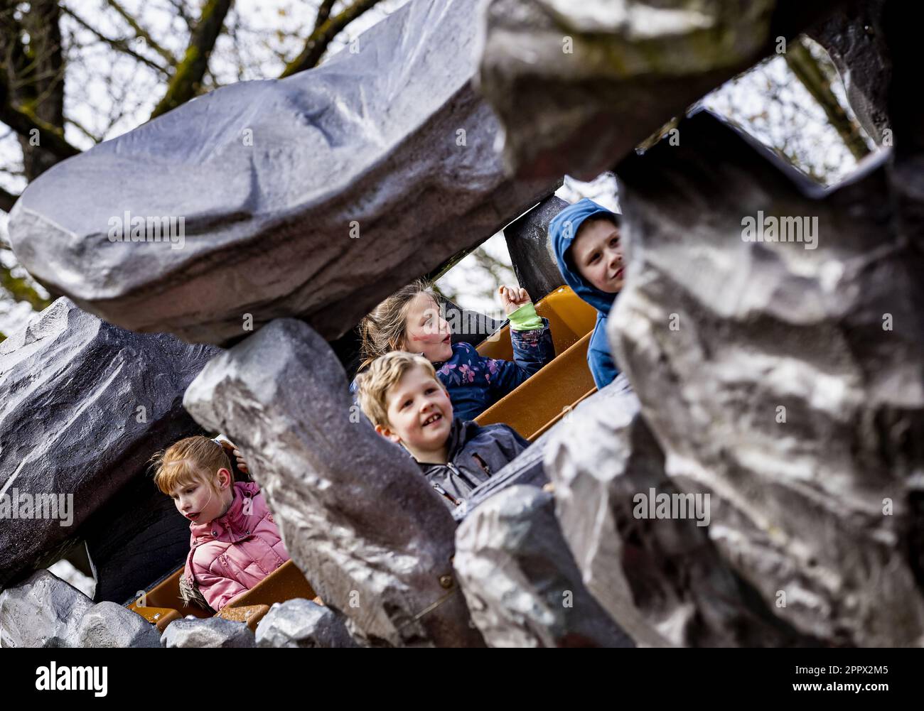 DROUWEN - Day trippers in Drouwenerzand amusement park. During the May ...