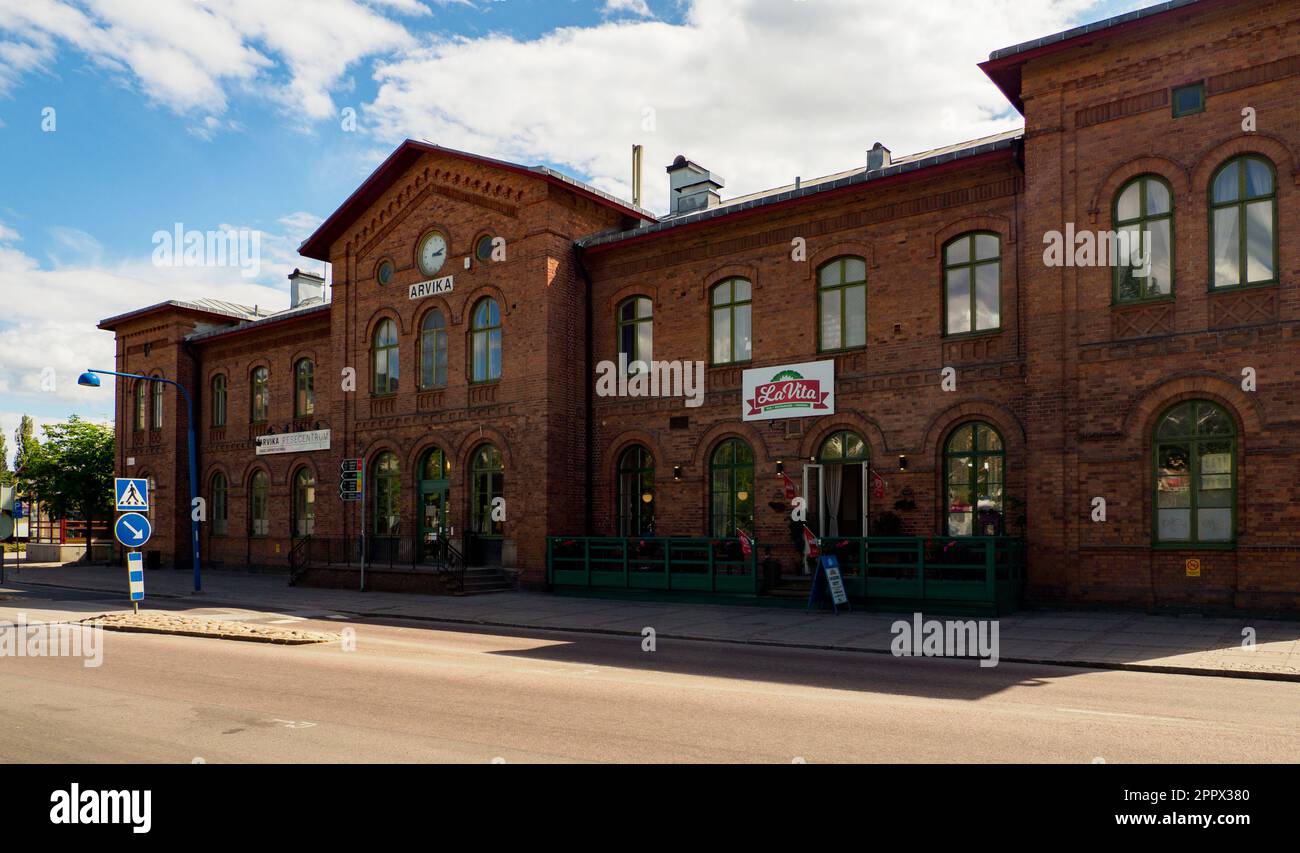 Arvika, Sweden -June, 2021: Exterior view of the Arvika train station ...